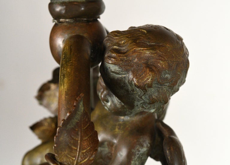 Bronze Cherub Light with Art Glass Shades For Sale at 1stDibs | cherub ...