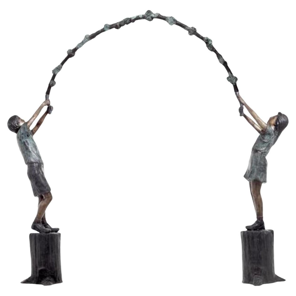 Bronze Children's Garden Statue, "Arbor Kids" For Sale at 1stDibs