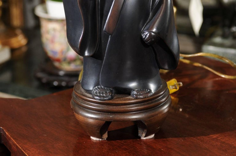 Bronze Chinese Figure Lamp For Sale at 1stDibs