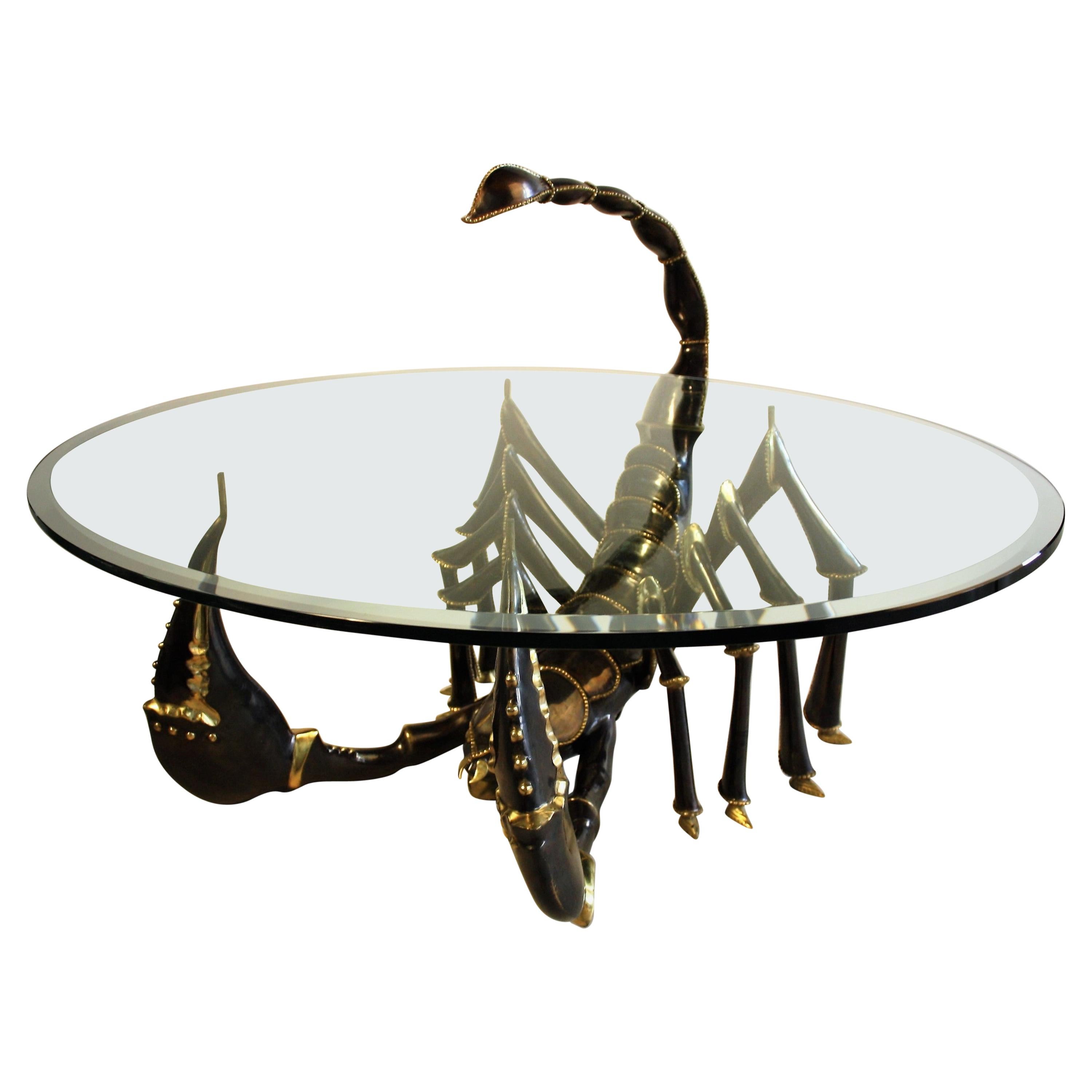 Bronze Scorpion Coffee Table Attributed to Jacques Duval-Brasseur ...