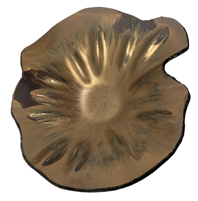 Bronze Color Free Form Shape Glass Bowl, Brazil, Contemporary For Sale ...