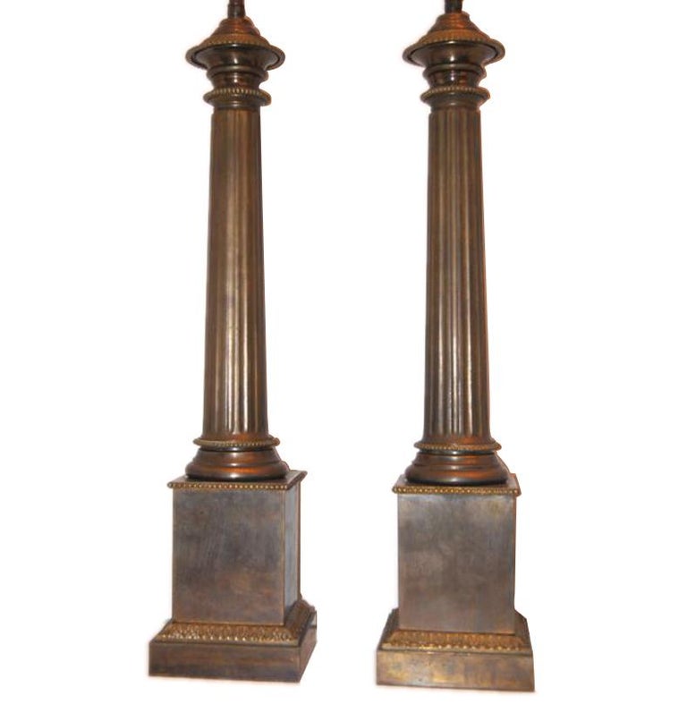 Bronze Column Table Lamps at 1stDibs