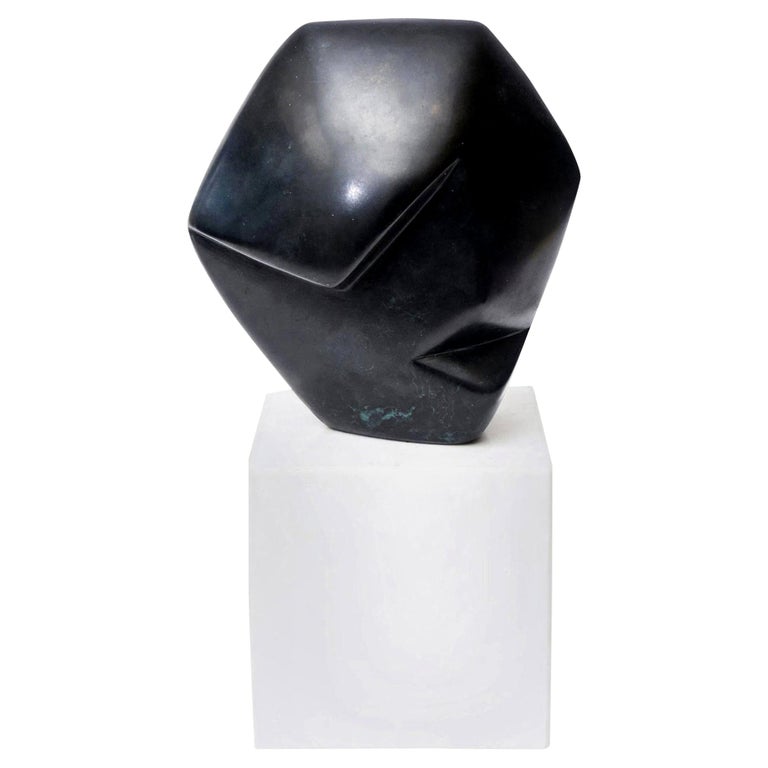 Bronze Cubist Sculpture on White Carrara Marble Base at 1stDibs