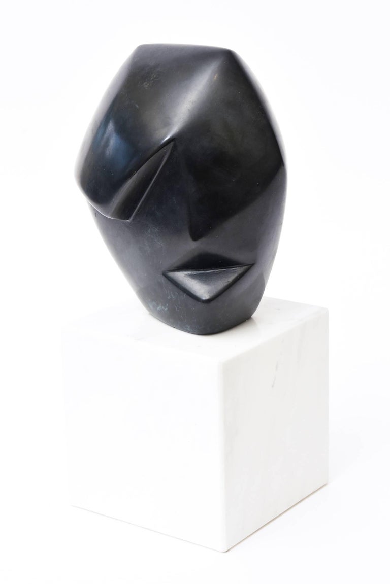 Bronze Cubist Sculpture on White Carrara Marble Base at 1stDibs
