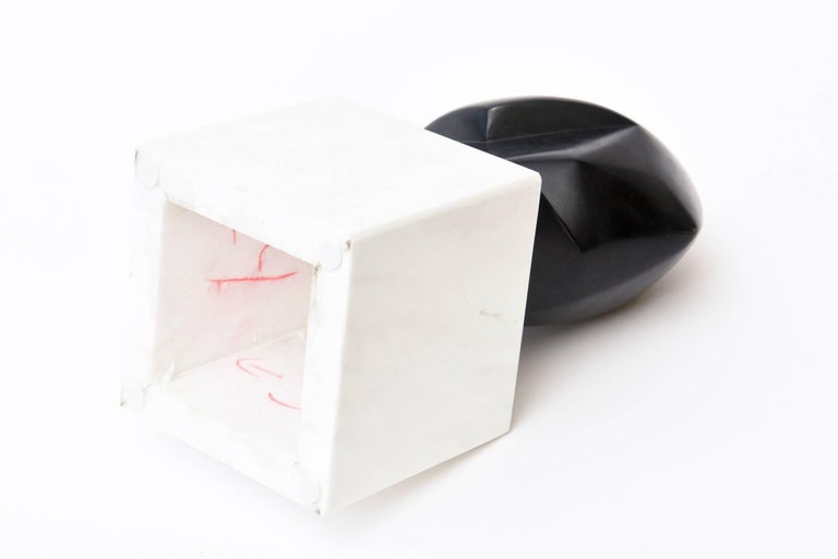 Bronze Cubist Sculpture on White Carrara Marble Base at 1stDibs