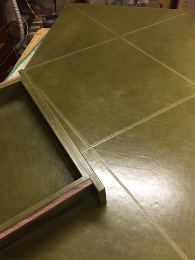 Bronze Desk with Black or Brown Leather Wrapped Top For Sale at 1stDibs