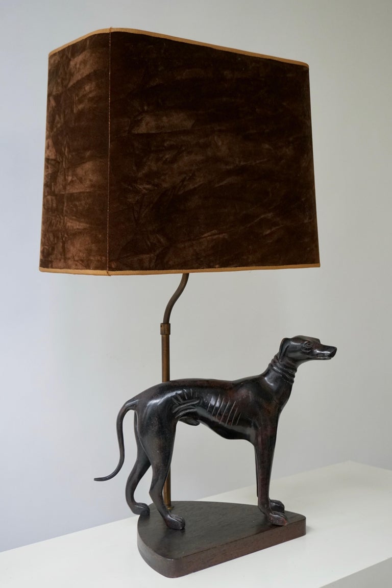 Bronze Dog Sculpture Table Lamp at 1stDibs | bronze dog lamp