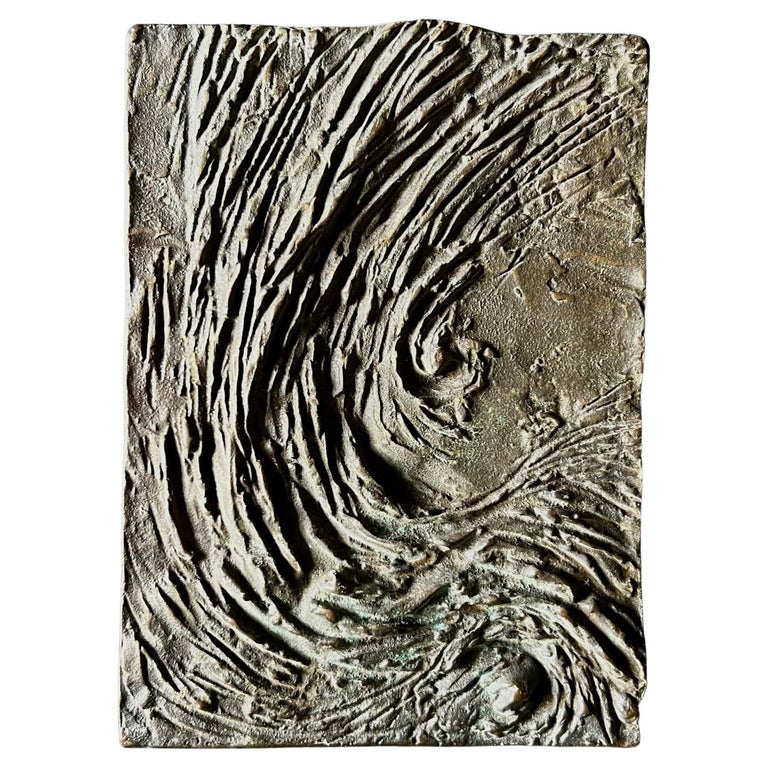 Bronze Door Handle with Textured Wave Design, 20th Century, European ...