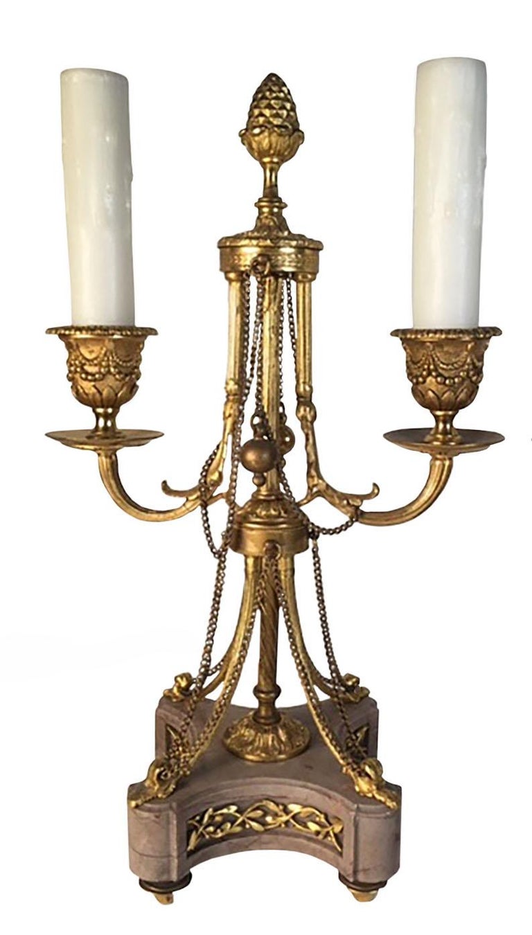 Bronze Doré Louis XVI Style Candelabra, A Pair For Sale at 1stDibs