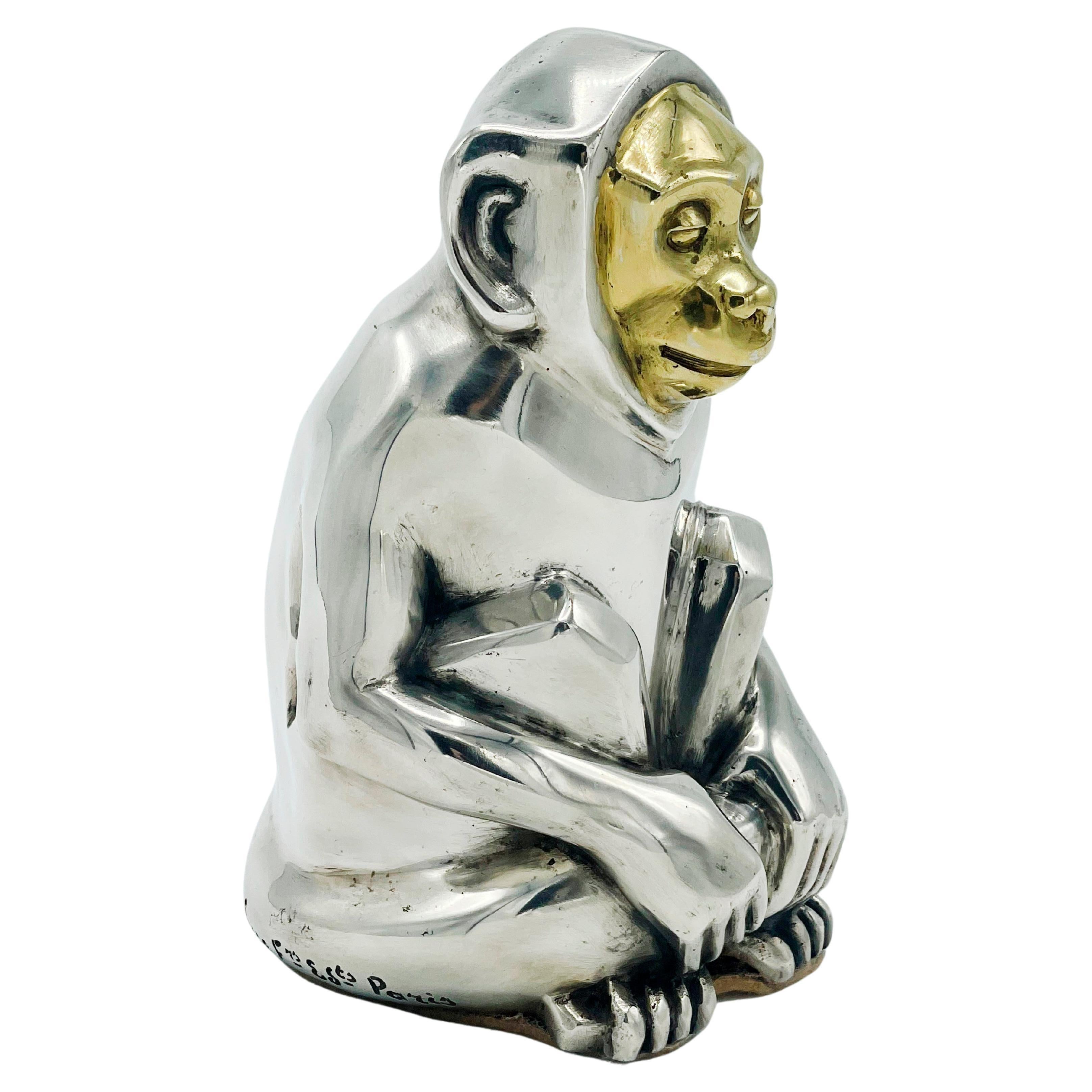 Bronze Edouard Marcel SANDOZ 1930 "Seated monkey" For Sale at 1stDibs