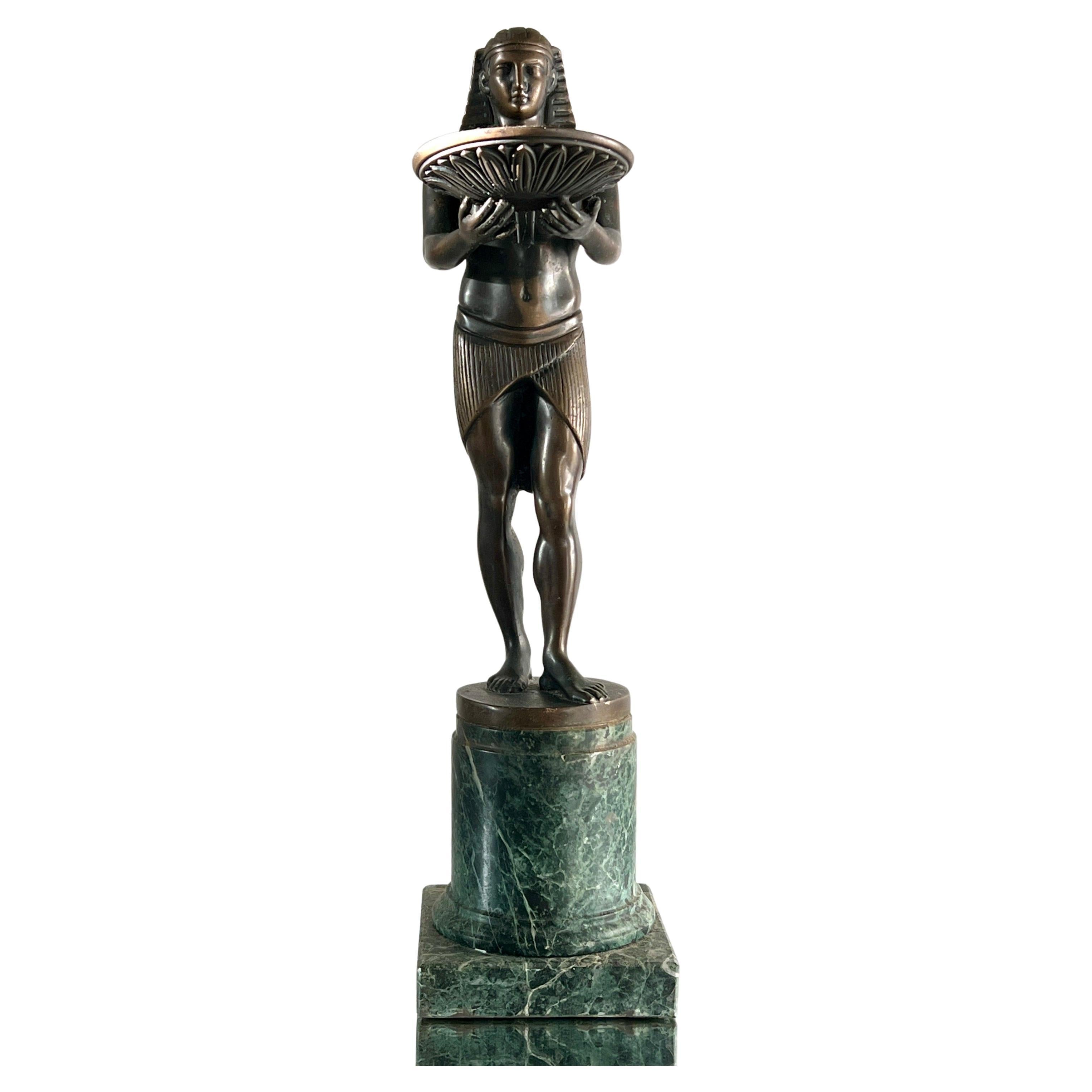 Bronze Egyptian Pharaoh Sculpture on Marble Base, c. 1940's For Sale at ...