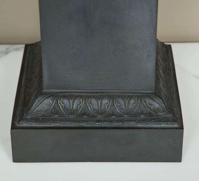 Bronze Empire Style Column Shaped Table Lamp For Sale at 1stDibs