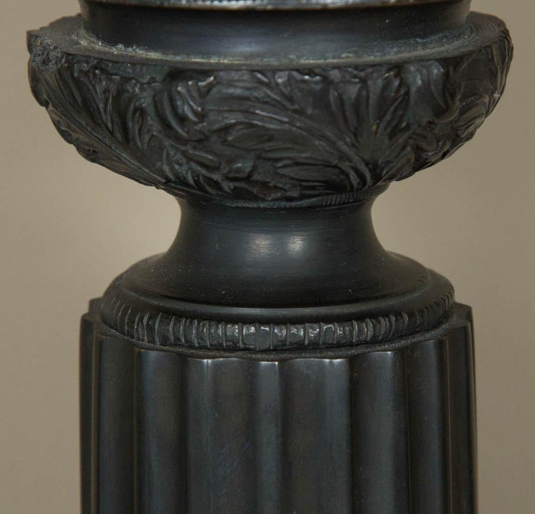 Bronze Empire Style Column Shaped Table Lamp For Sale at 1stDibs