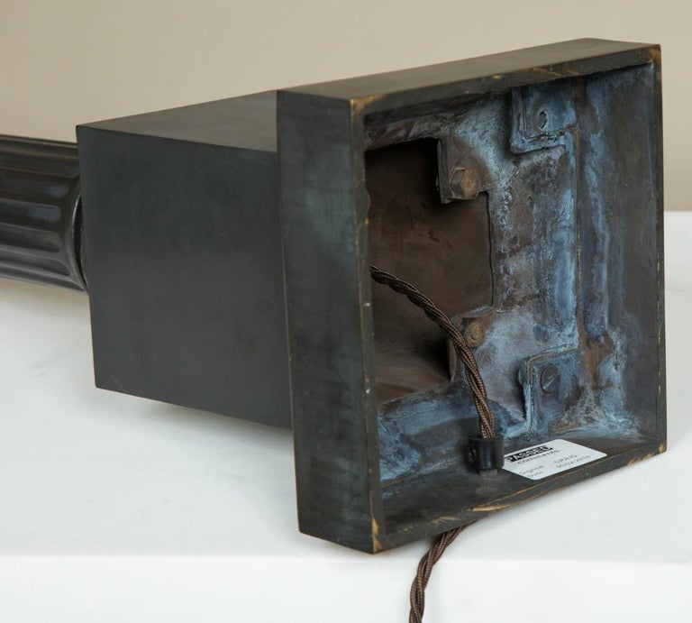 Bronze Empire Style Column Shaped Table Lamp For Sale at 1stDibs
