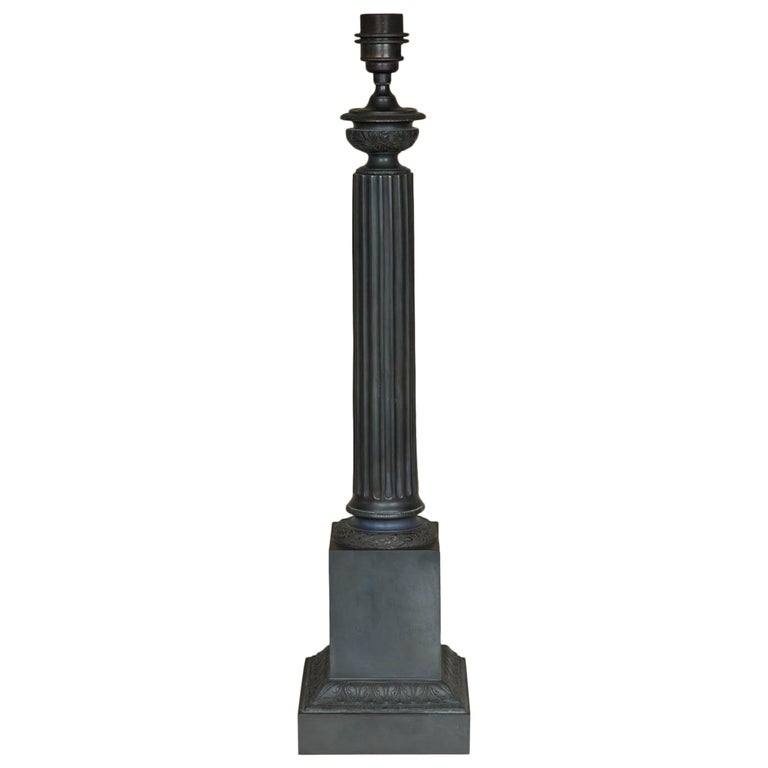 Bronze Empire Style Column Shaped Table Lamp For Sale at 1stDibs