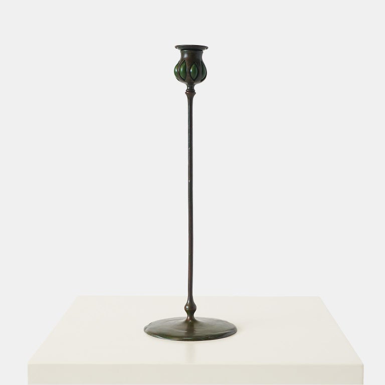 Bronze and Enameled Candlestick by Tiffany Studios at 1stDibs