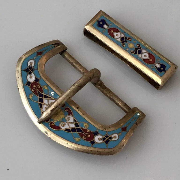 Bronze Enamelware Belt Buckle, circa 1910 For Sale at 1stDibs