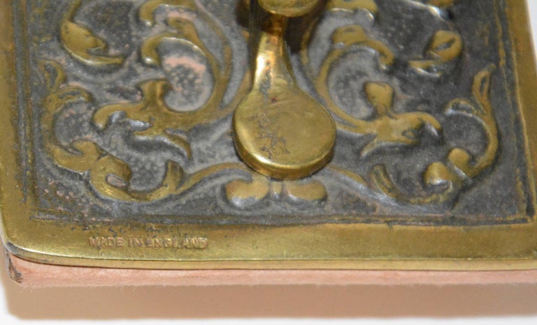 Bronze English Inkwell Set with Rocking Blotter For Sale at 1stDibs