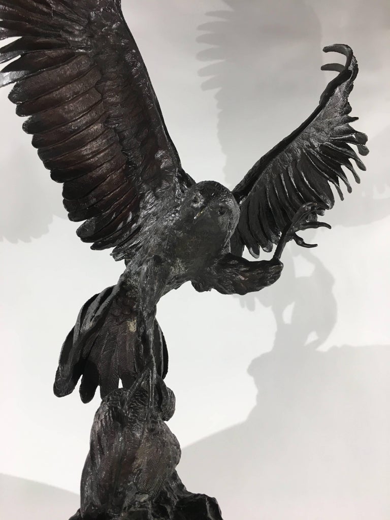 Bronze Sculpture of Falcon by J. Moigniez, France at 1stDibs