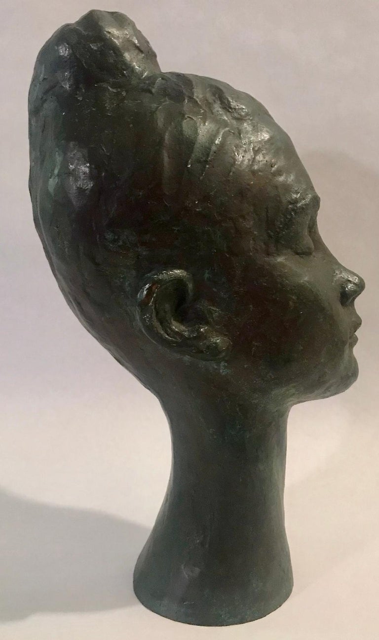 Bronze Female Portrait Head Bust Sculpture For Sale at 1stDibs