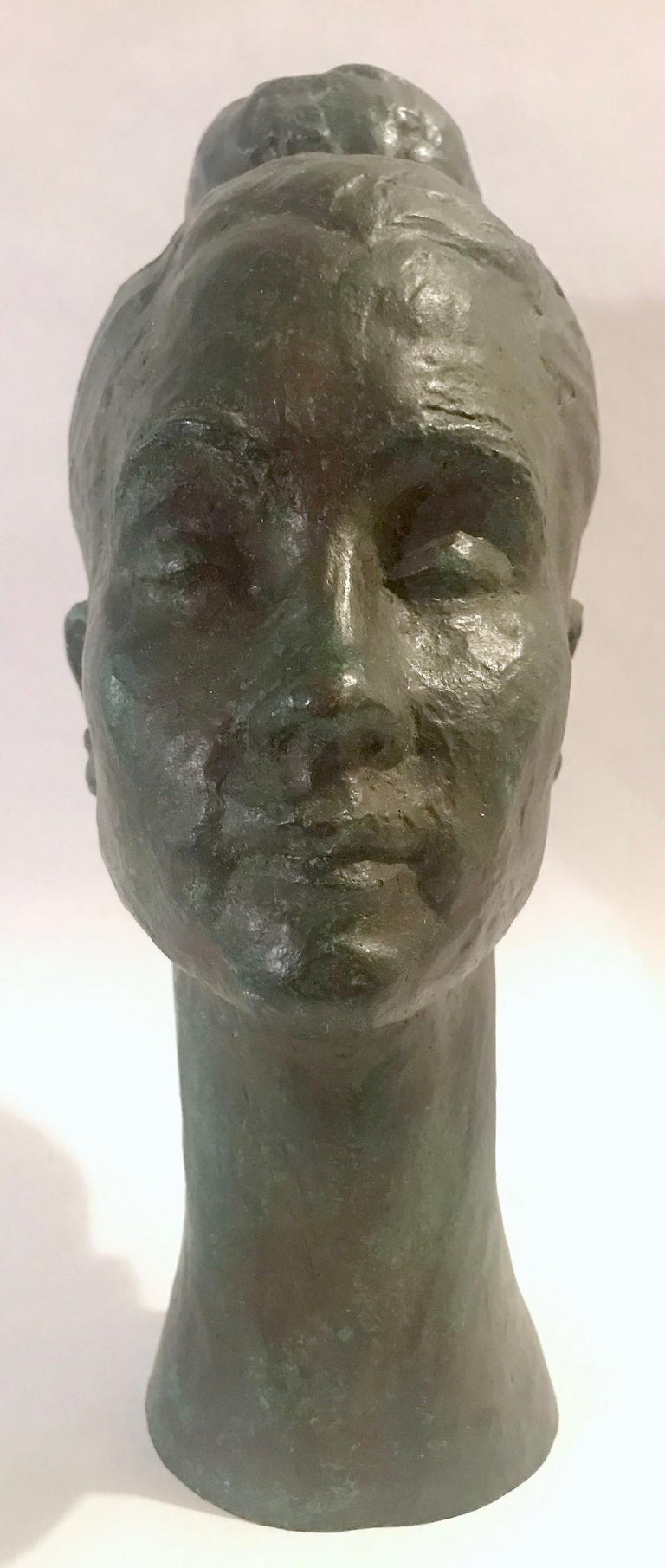 Bronze Female Portrait Head Bust Sculpture For Sale at 1stDibs