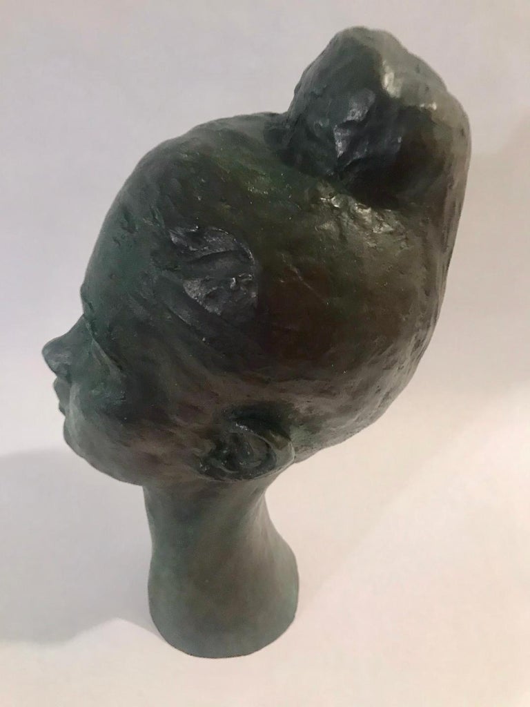 Bronze Female Portrait Head Bust Sculpture For Sale at 1stDibs