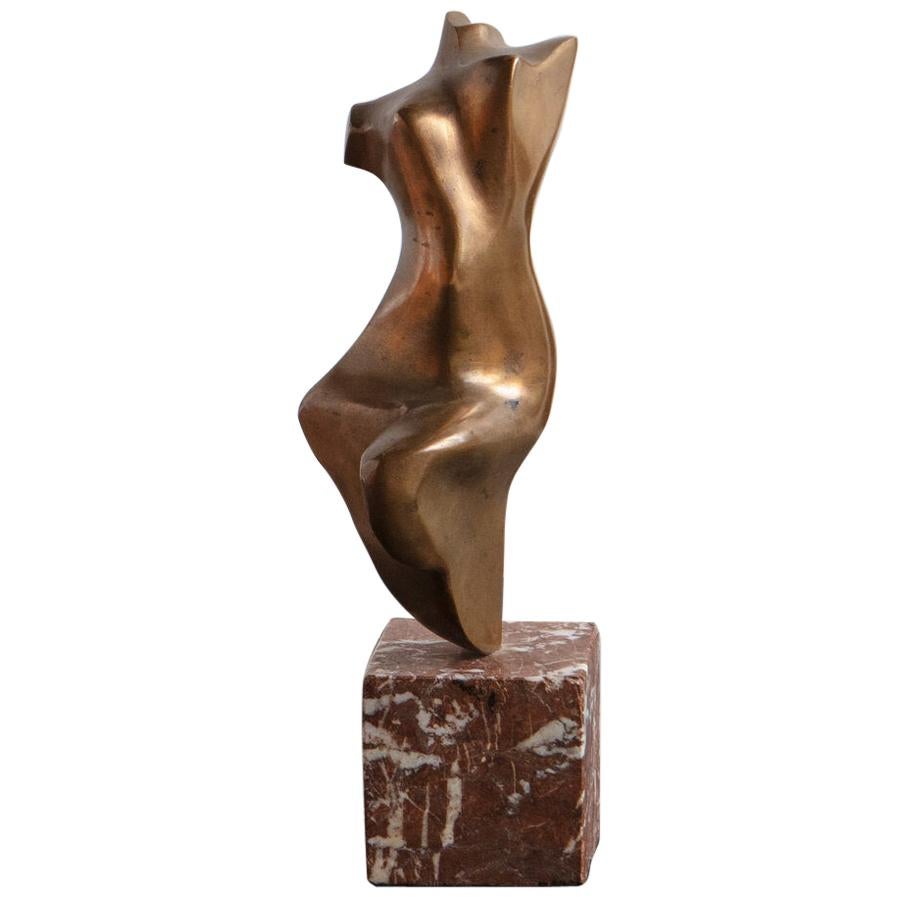 Bronze Female Torso on Pink Marble Base at 1stDibs