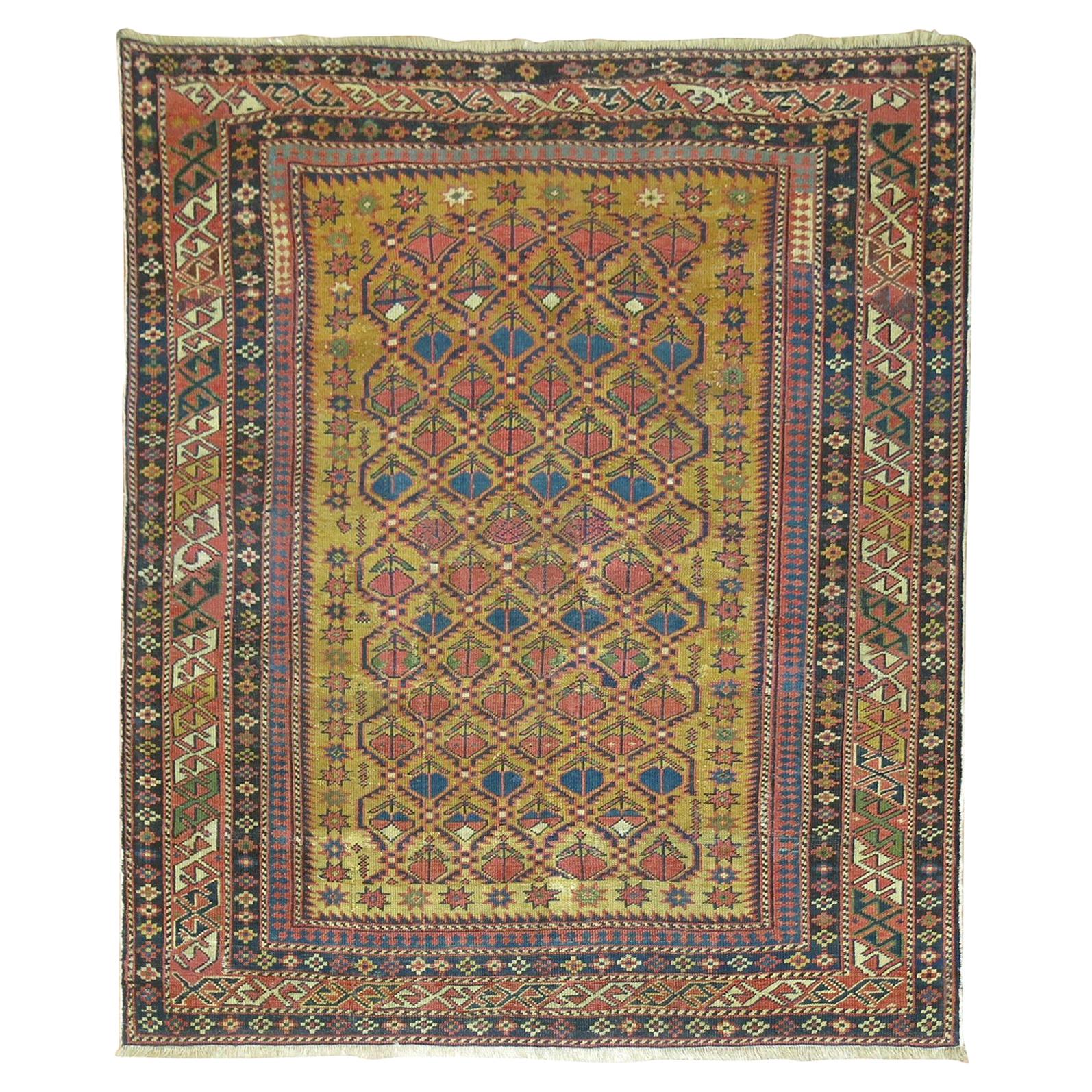 Vintage Shirvan Square Rug For Sale at 1stDibs