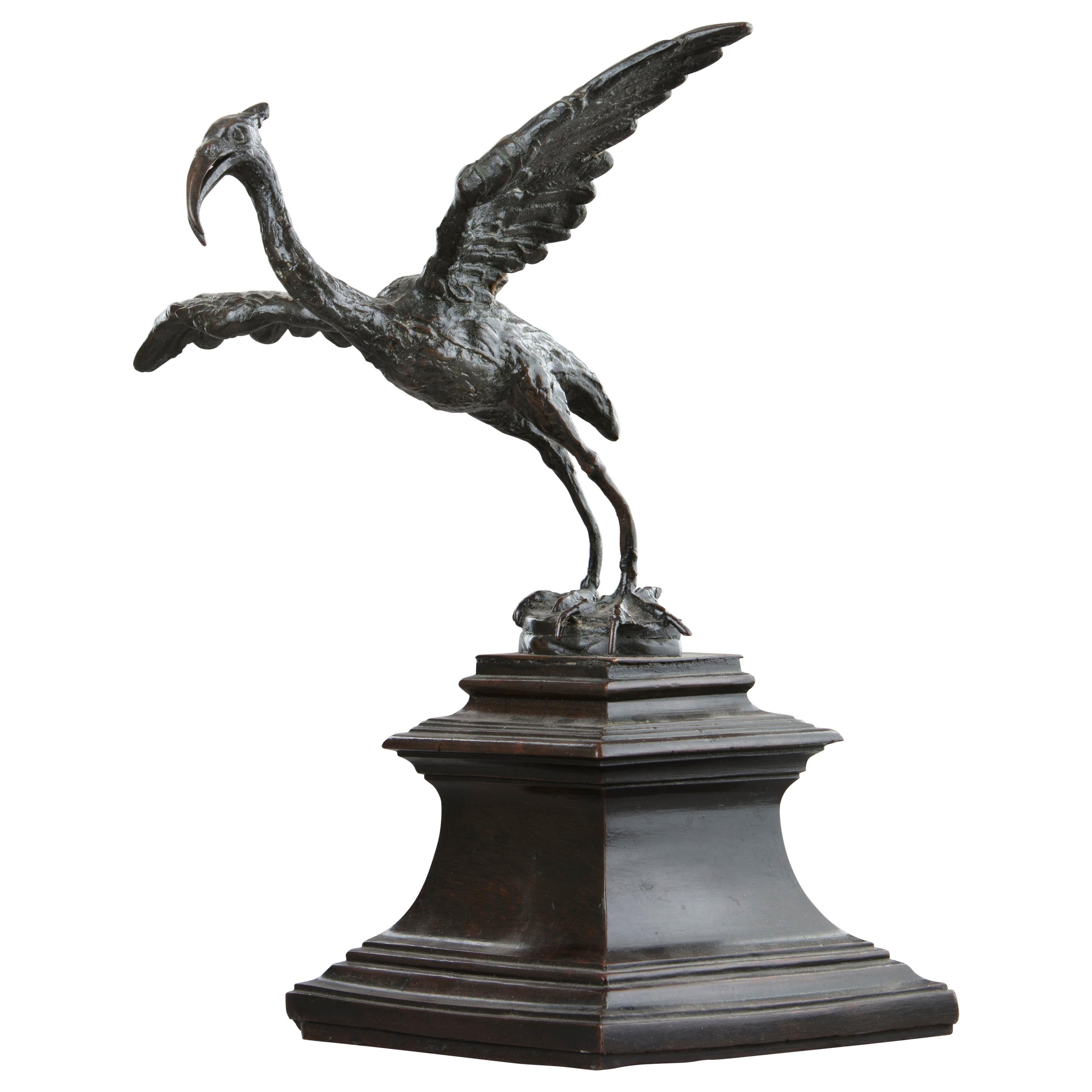Pair of Vintage Tall Bronze Standing Sculptural Cranes For Sale at 1stDibs