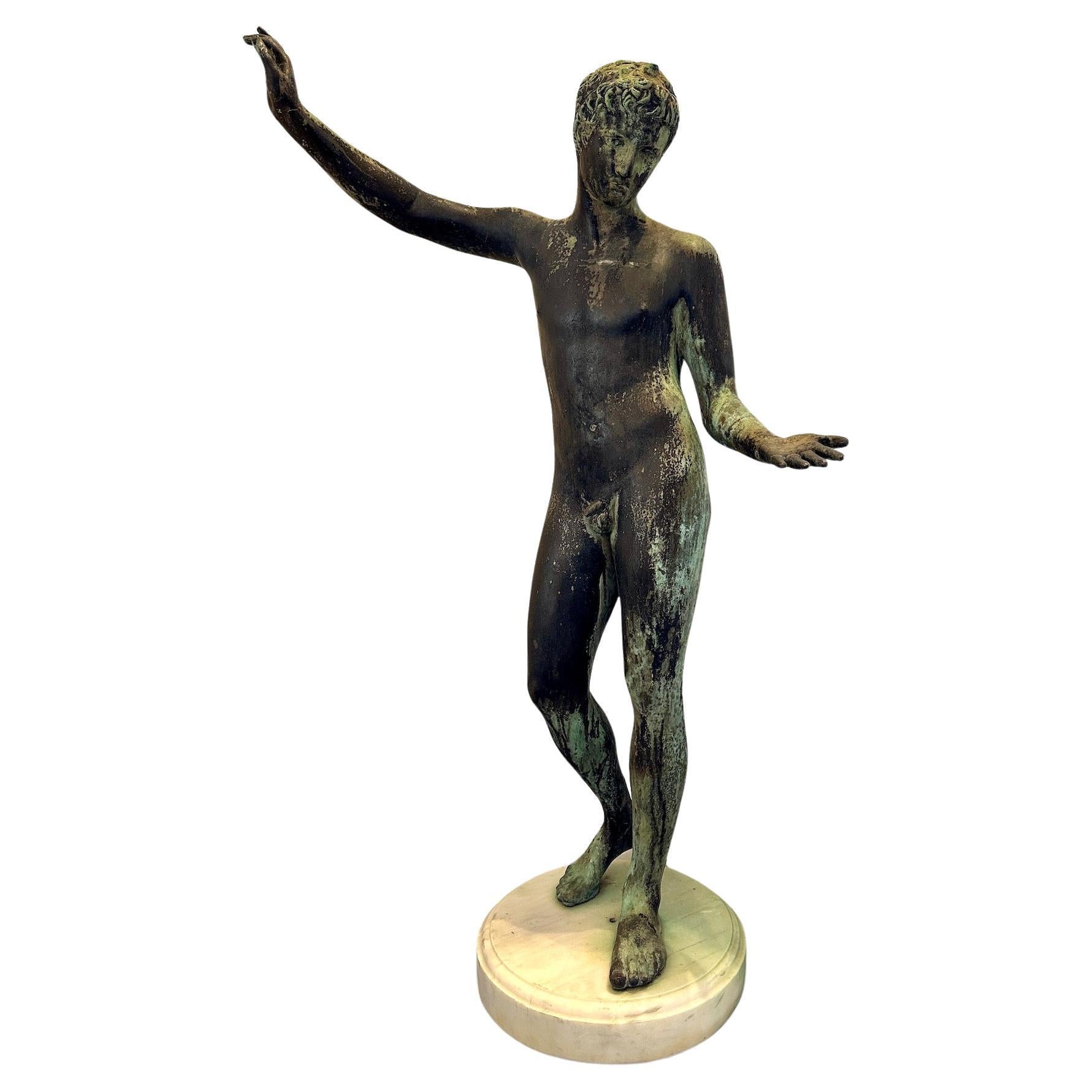Bronze Male Figure of Handsome Young Warrior, Artist Signed, German ...