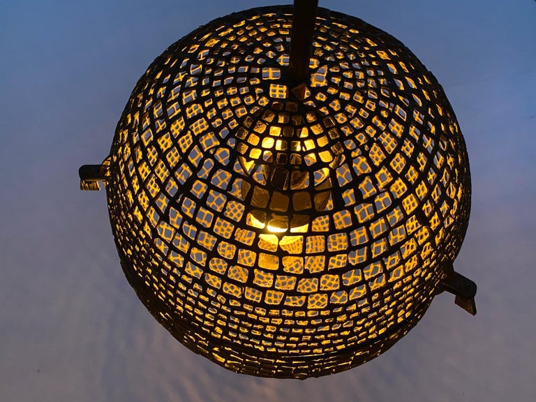 Bronze Filigree Pendant Lamp by Italian Sculptor Burchiellaro, Signed ...