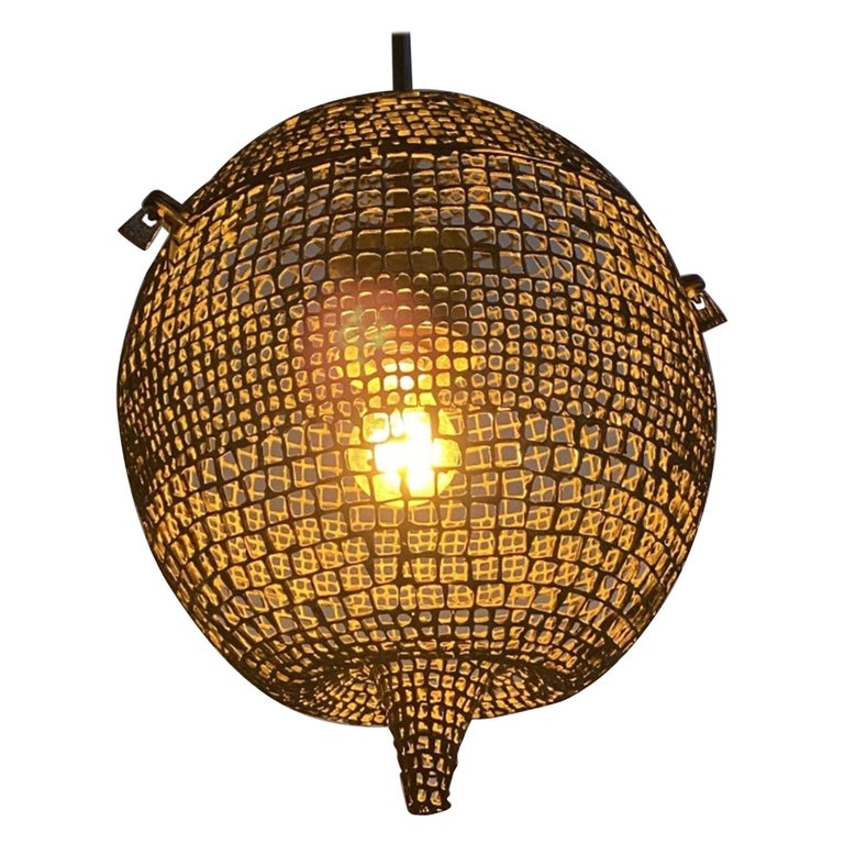 Bronze Filigree Pendant Lamp by Italian Sculptor Burchiellaro, Signed ...
