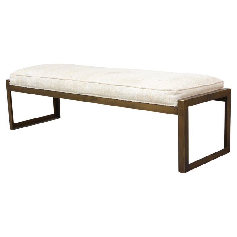 Bronze Finish Steel and Upholstery Bench For Sale at 1stDibs