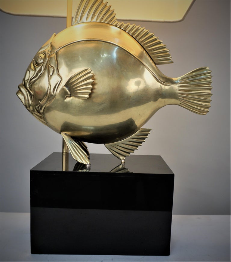 Bronze Fish Lamp by Pargos For Sale at 1stDibs