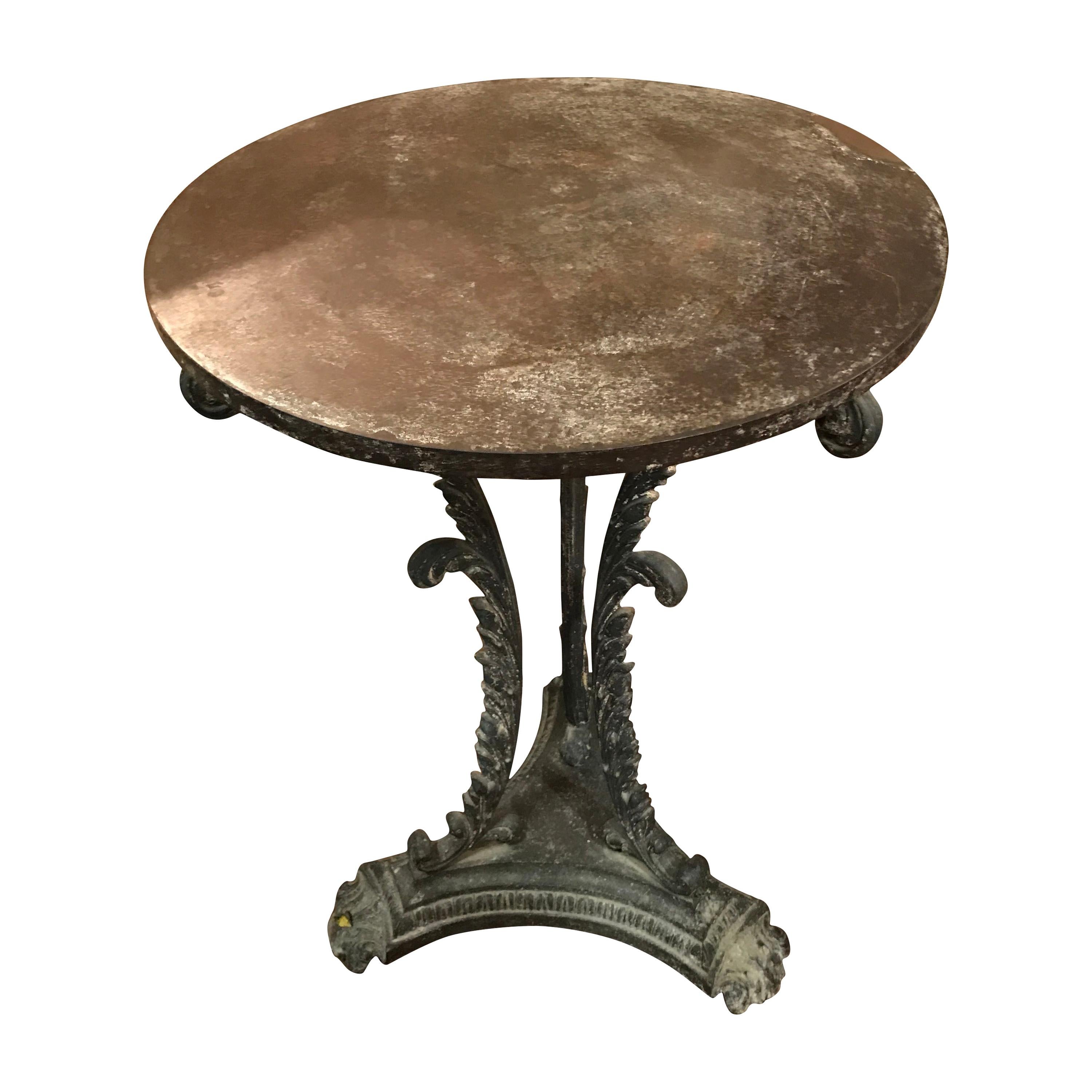 Bronze Fluted Leg Round Side Table, England, 19th Century at 1stDibs