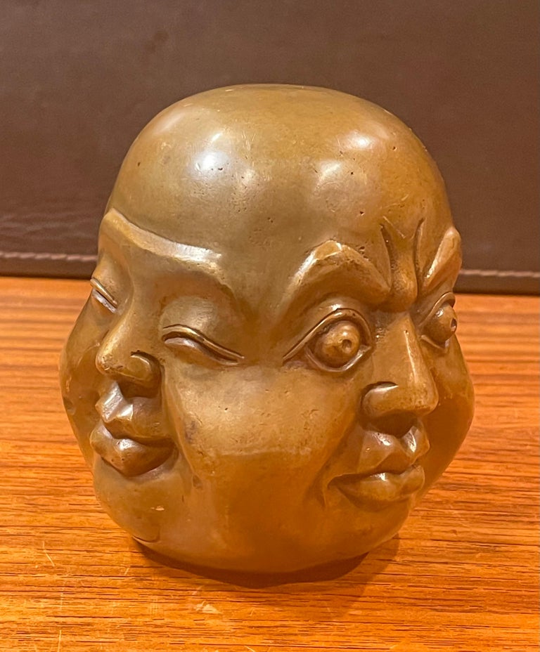 Bronze Four Faced Buddha Head Sculpture or Paperweight at 1stDibs