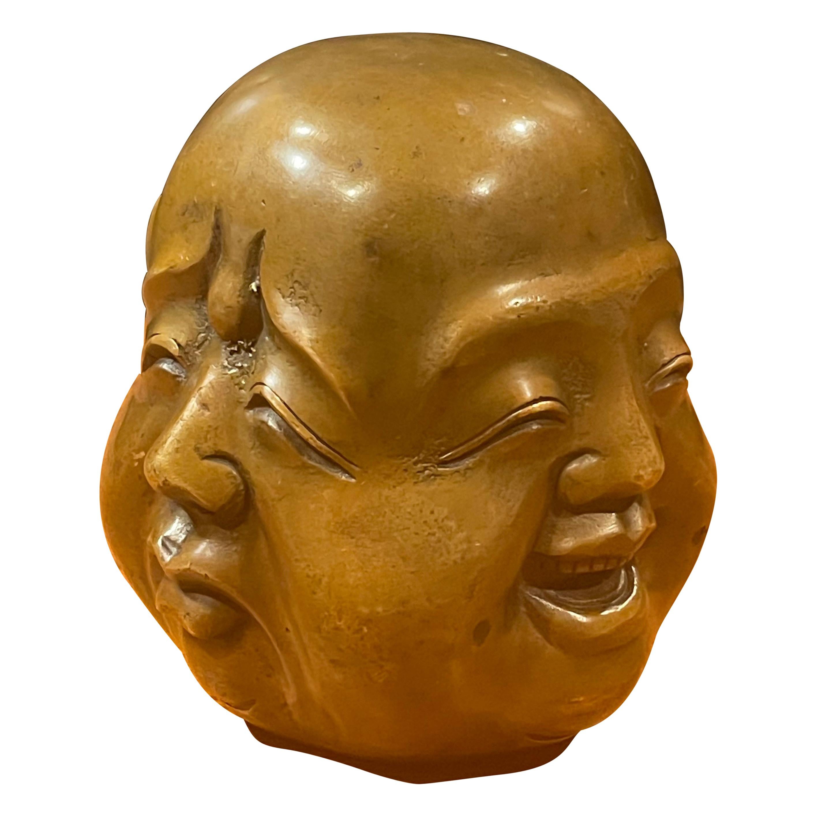 Antique Chinese Bronze Buddah Head with Four Emotions at 1stDibs