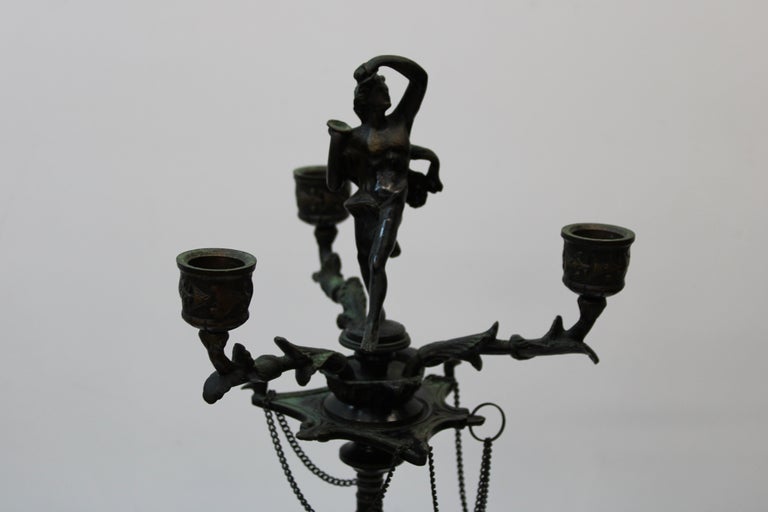 Bronze French Style 3 Branch Candelabra For Sale at 1stDibs