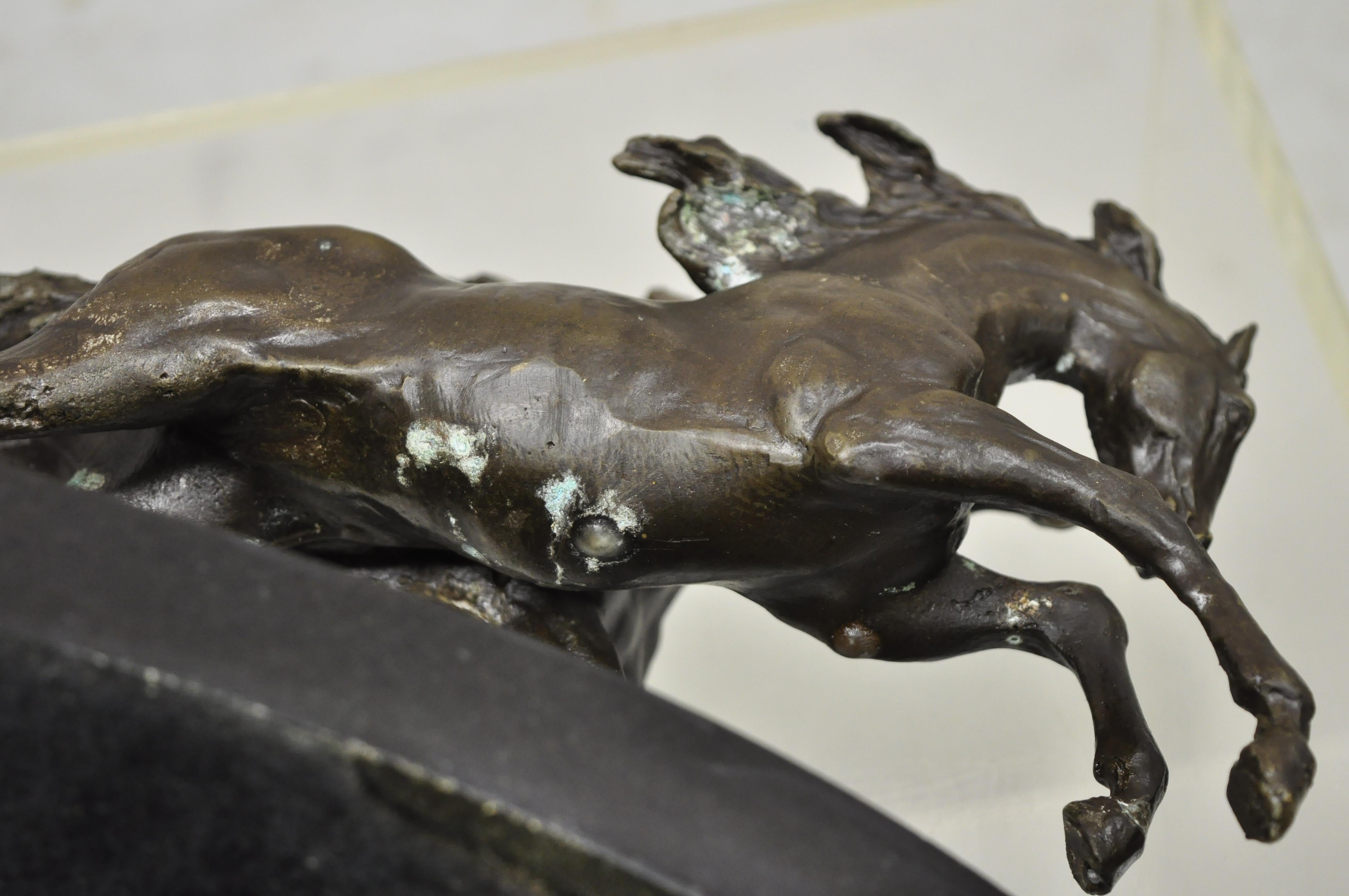 Bronze Galloping Running Horses 9" Statue Sculpture on Marble Base 'A ...