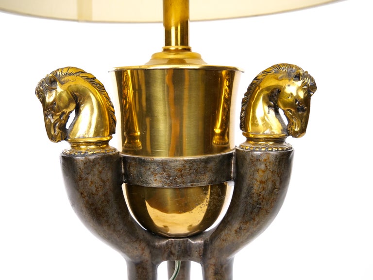 Bronze / Gilt Brass Horse Head Sculpture Pair Table Lamps For Sale at ...