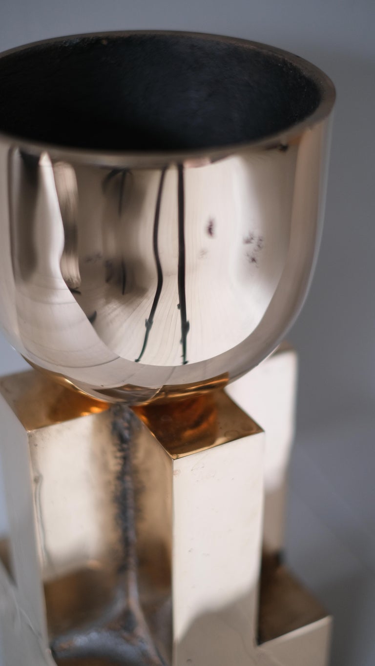 Bronze Goblet Bowl, Signed Arno Declercq For Sale at 1stDibs