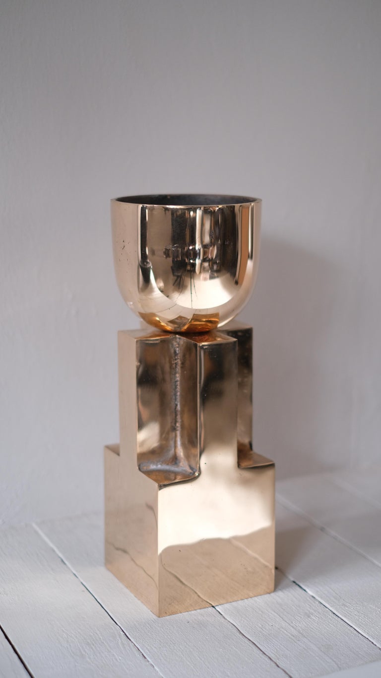 Bronze Goblet Bowl, Signed Arno Declercq For Sale at 1stDibs