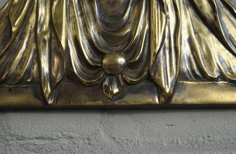 Bronze Gothic Wall Plaque by S. Norga Depicting Mother Mary in ...