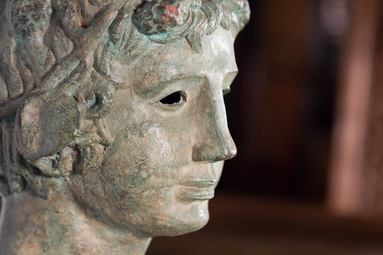 Bronze Greco-Roman Inspired Bust of a Young Man on Custom Stand at 1stDibs
