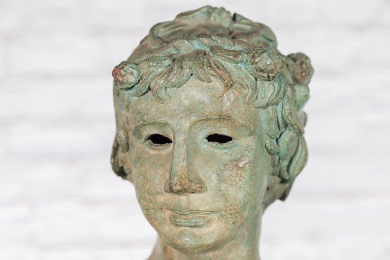 Bronze Greco-Roman Inspired Bust of a Young Man on Custom Stand at 1stDibs