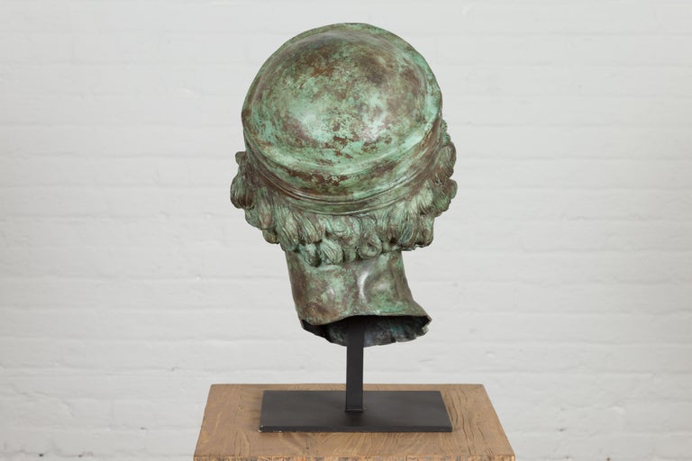 Bronze Greco Roman Style Contemporary Head Sculpture with Verdigris ...