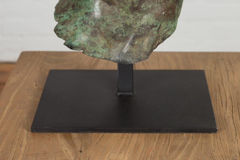 Bronze Greco Roman Style Contemporary Head Sculpture with Verdigris ...