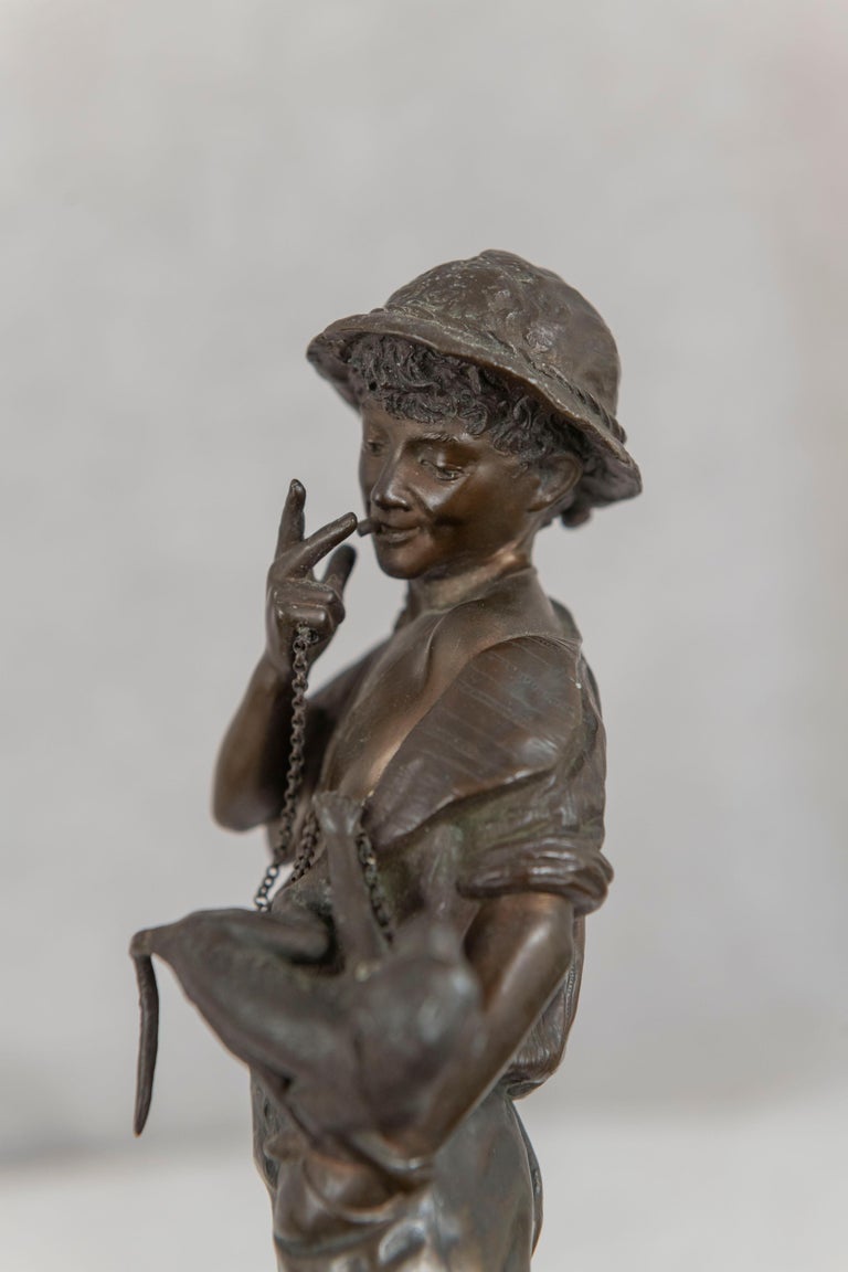 Bronze Group, Young Boy and His Trained Pet Monkey, German, Dated 1894 ...