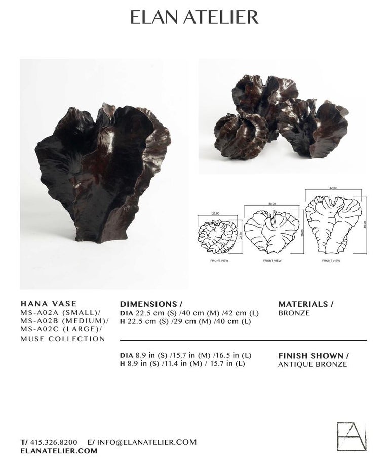 Bronze Hana Vase Lost Wax Casting, Medium Size by Elan Atelier in Stock For Sale at 1stDibs