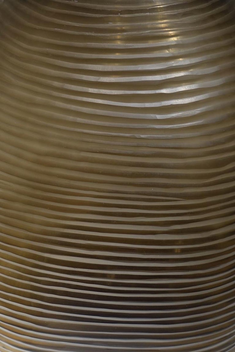 Bronze Handmade Ridged Glass Vase, Romania, Contemporary For Sale at ...